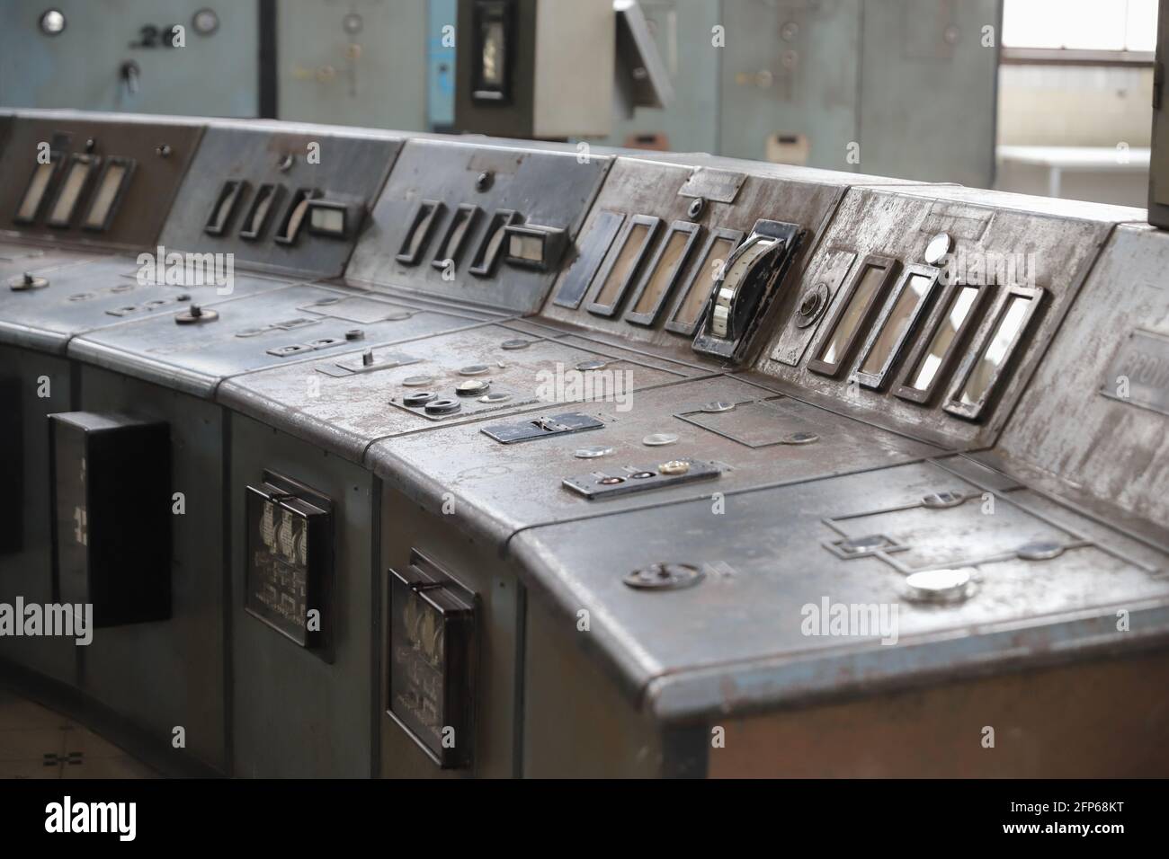 Control Panel of an old Power Plant Stock Photo - Alamy