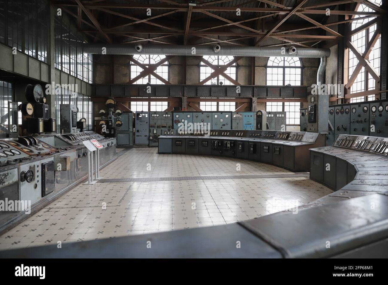 Control Panel of an old Power Plant Stock Photo - Alamy
