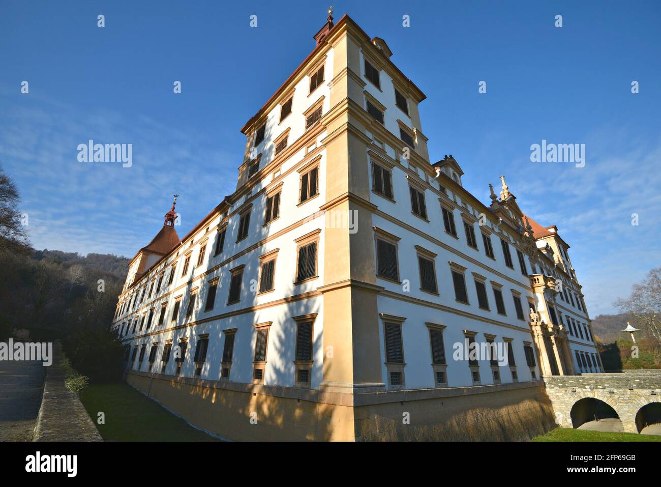Scenic landscape with panoramic view of Schloss Eggenberg a 17th ...