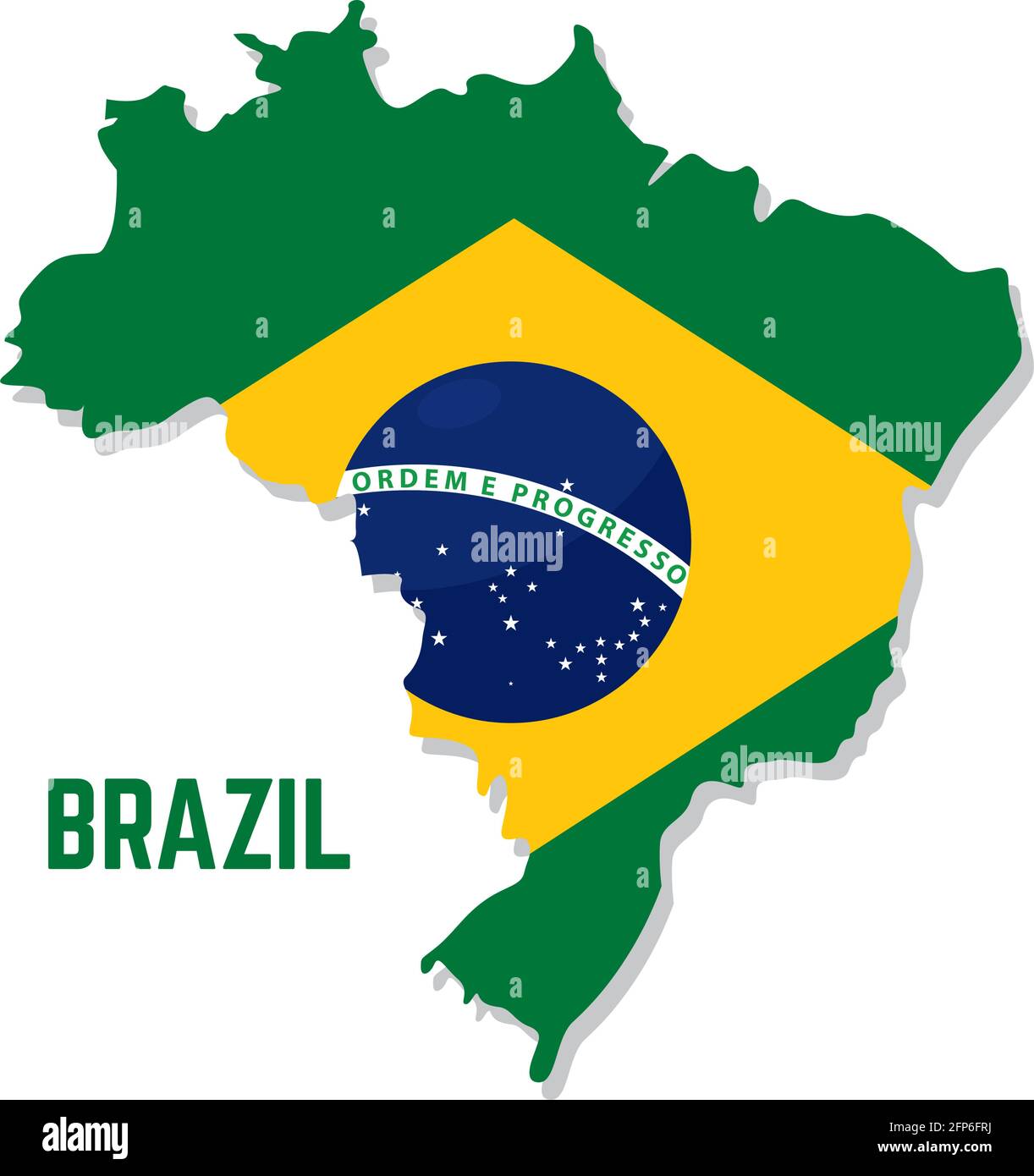 Isolated map with flag of Brazil Vector illustration Stock Vector Image ...