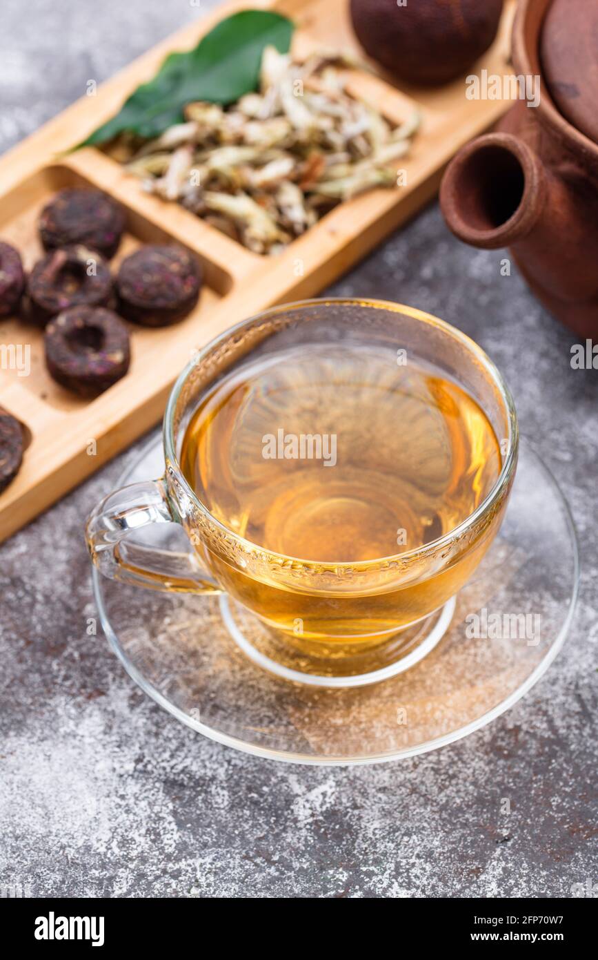 Different pressed Chinese pu-erh tea Stock Photo - Alamy