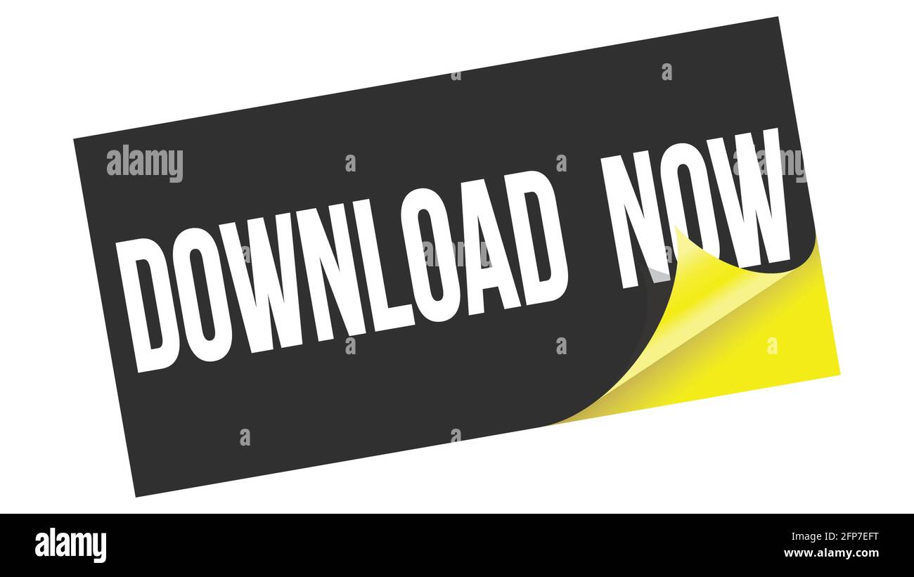 DOWNLOAD NOW text written on black yellow sticker stamp Stock Photo - Alamy
