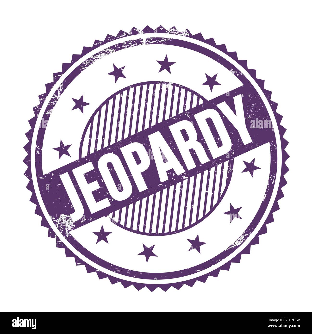 JEOPARDY text written on purple indigo grungy zig zag borders round ...