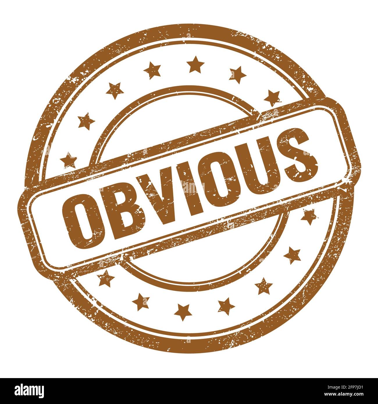 OBVIOUS text on brown grungy vintage round rubber stamp Stock Photo - Alamy