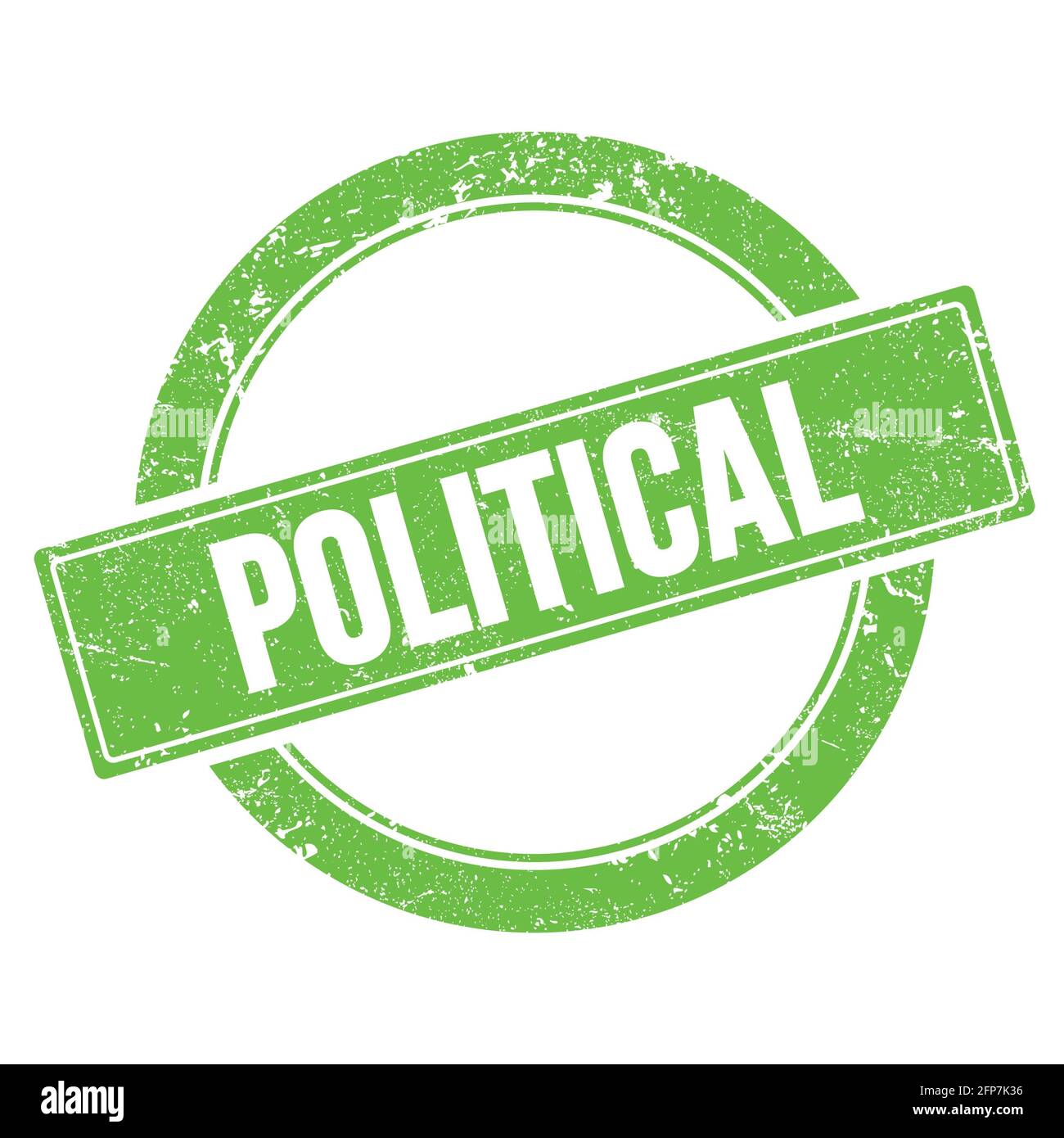 POLITICAL text on green grungy round vintage stamp Stock Photo - Alamy