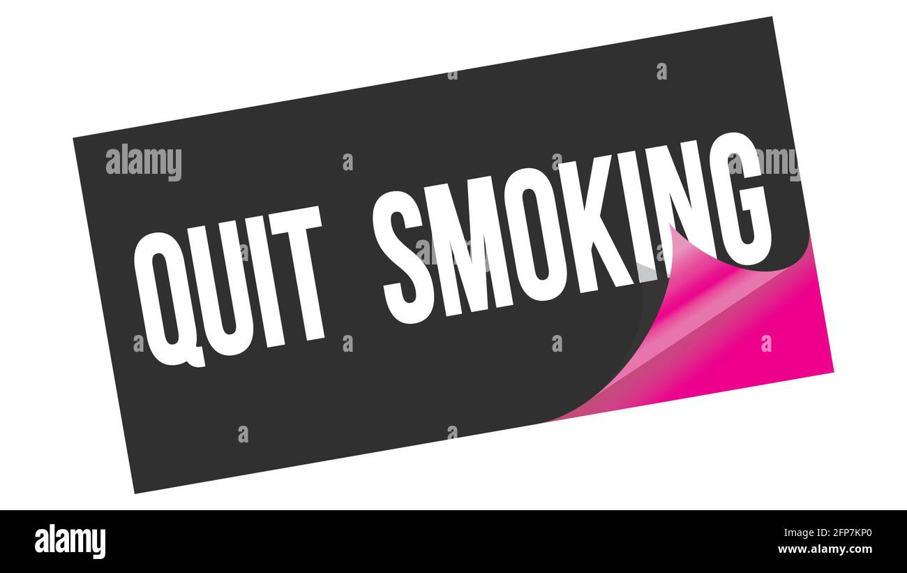 QUIT SMOKING text written on black pink sticker stamp Stock Photo - Alamy