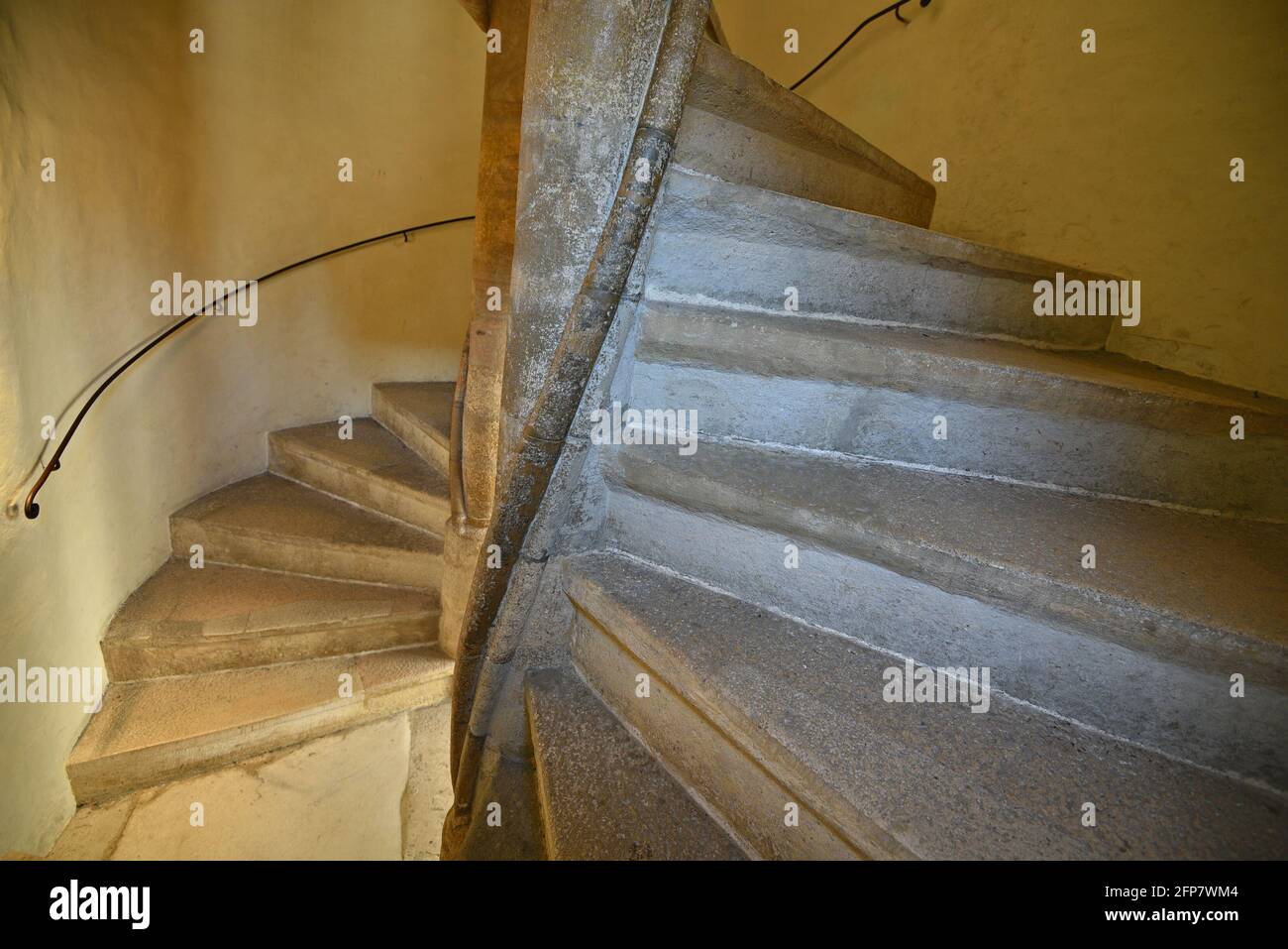 Scenic interior view of the Burg double spiral staircase, a 15th ...