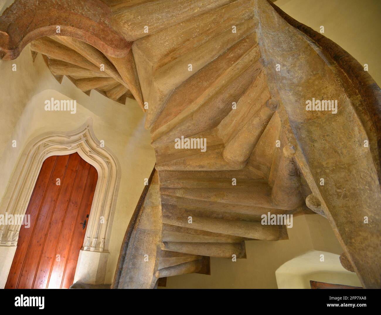 Scenic interior view of the Burg double spiral staircase, a 15th ...
