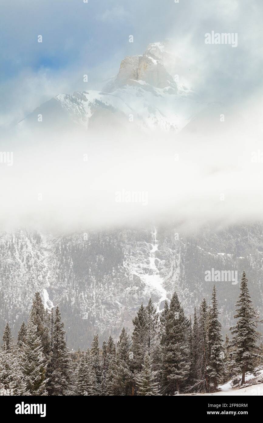 Cascade Mountain and snowstorm Stock Photo - Alamy