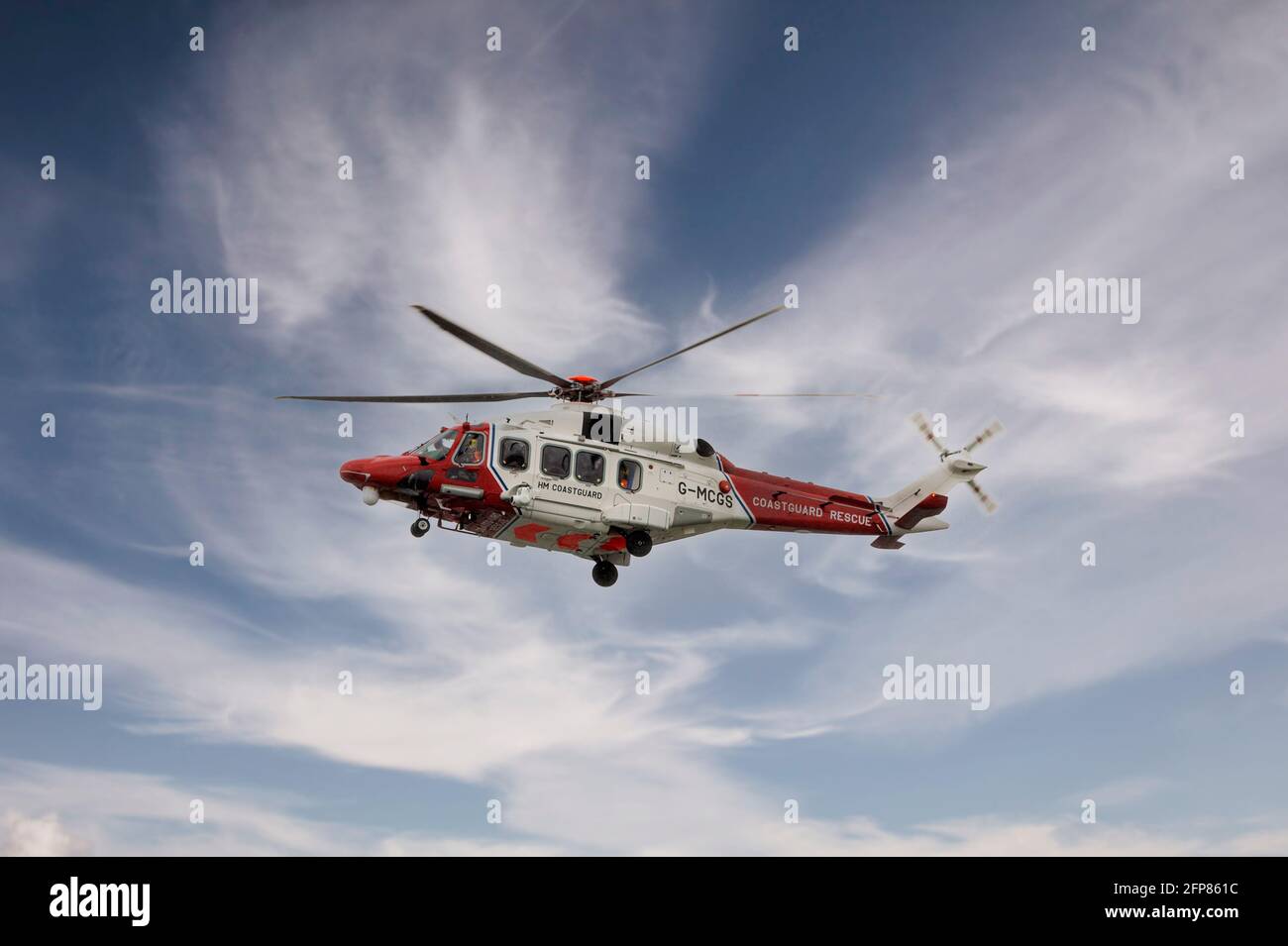 Search and Rescue HM Coastguard Helicopter in the sky above Portsmouth ...