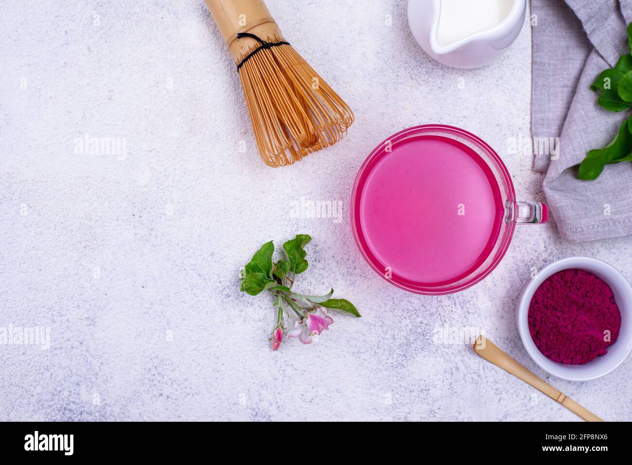 Pink matcha tea from dragon fruit Stock Photo - Alamy