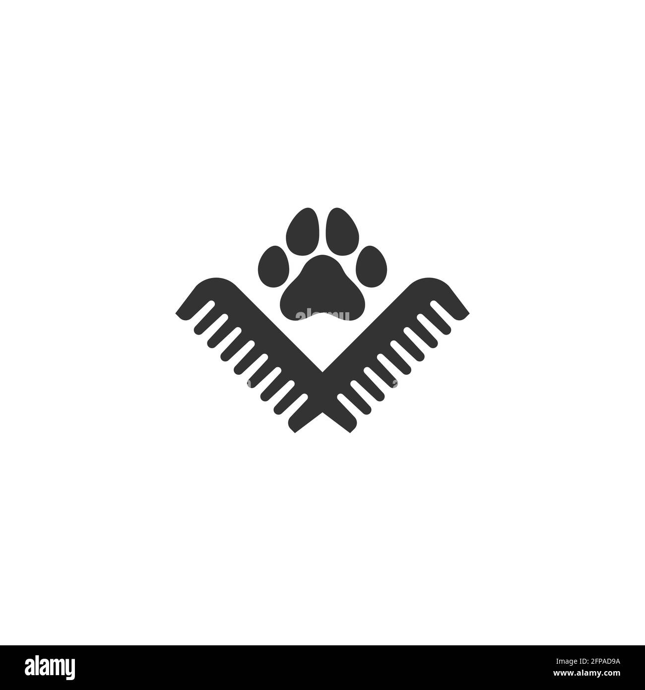 Pet Grooming. Comb and paw trail. Animal haircut, combing and grooming ...