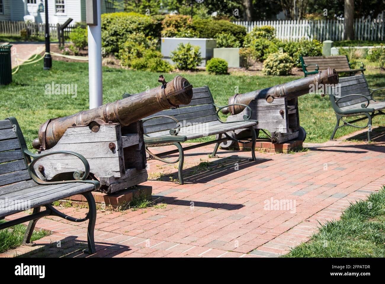 Two antique cannons at St. Michael`s, Talbot County, Maryland, USA ...