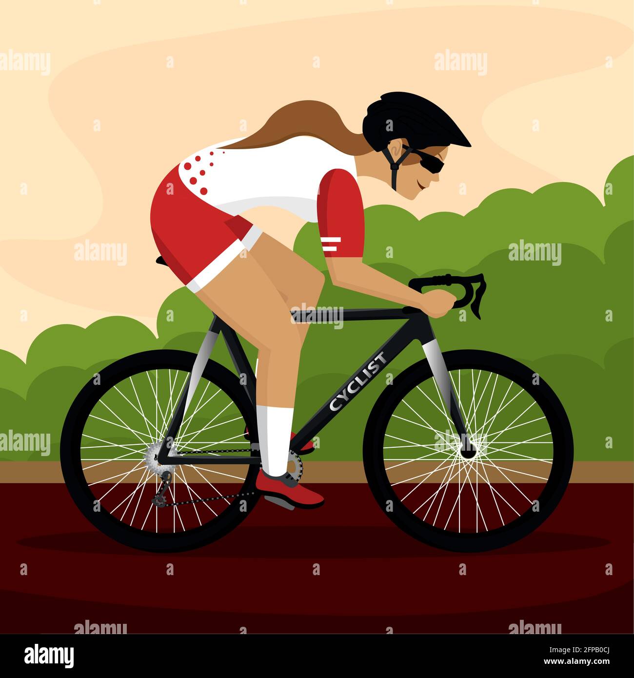 Woman riding bicycle Professional cyclist Cycling Vector illustration ...