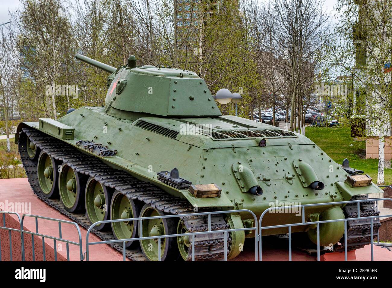 Soviet tank T-34 from WWII period. Surgut, Russia - 17, May 2021 Stock ...