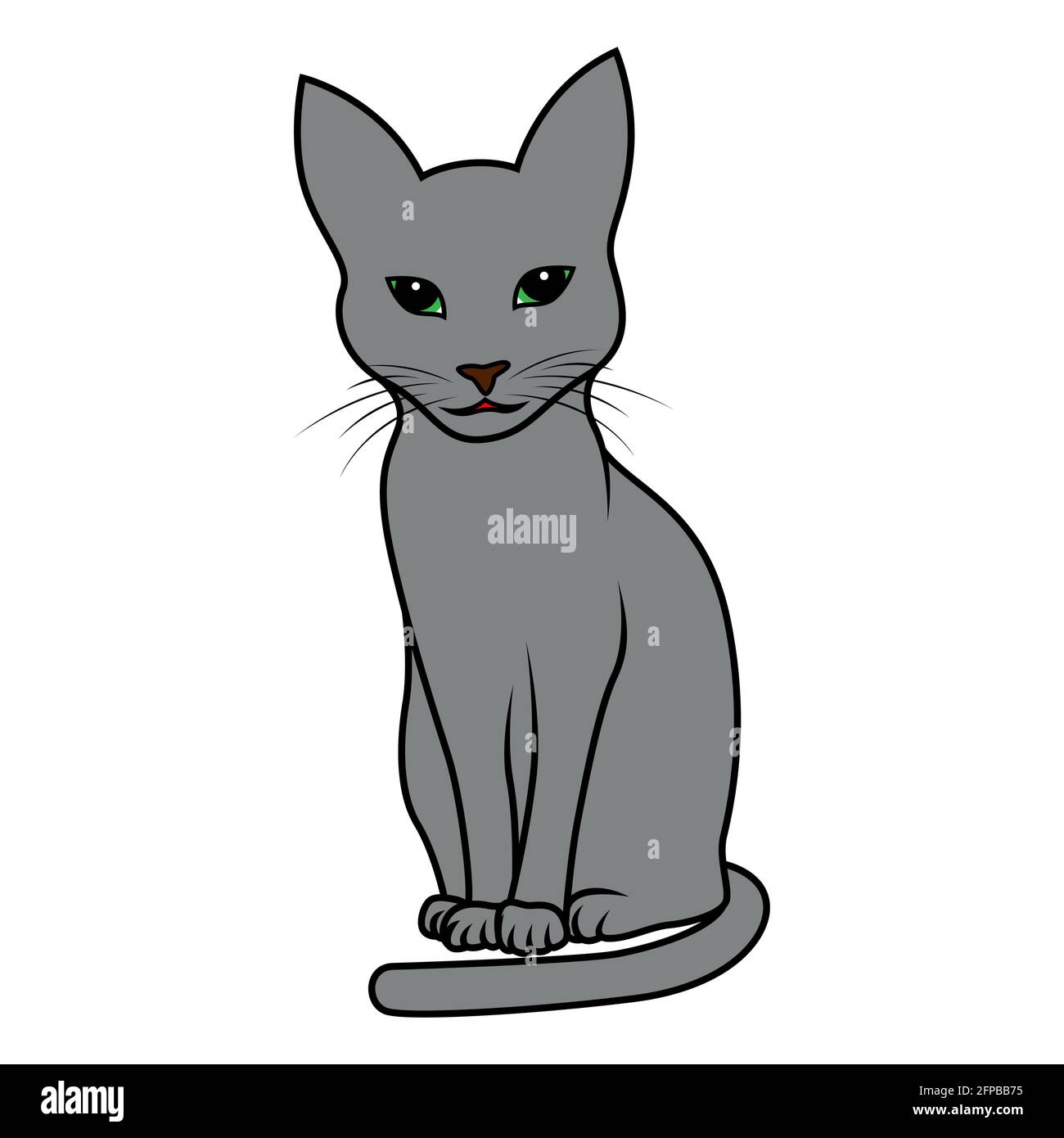 Little funny and cute kitten in grey, vector hand drawing isolated on ...
