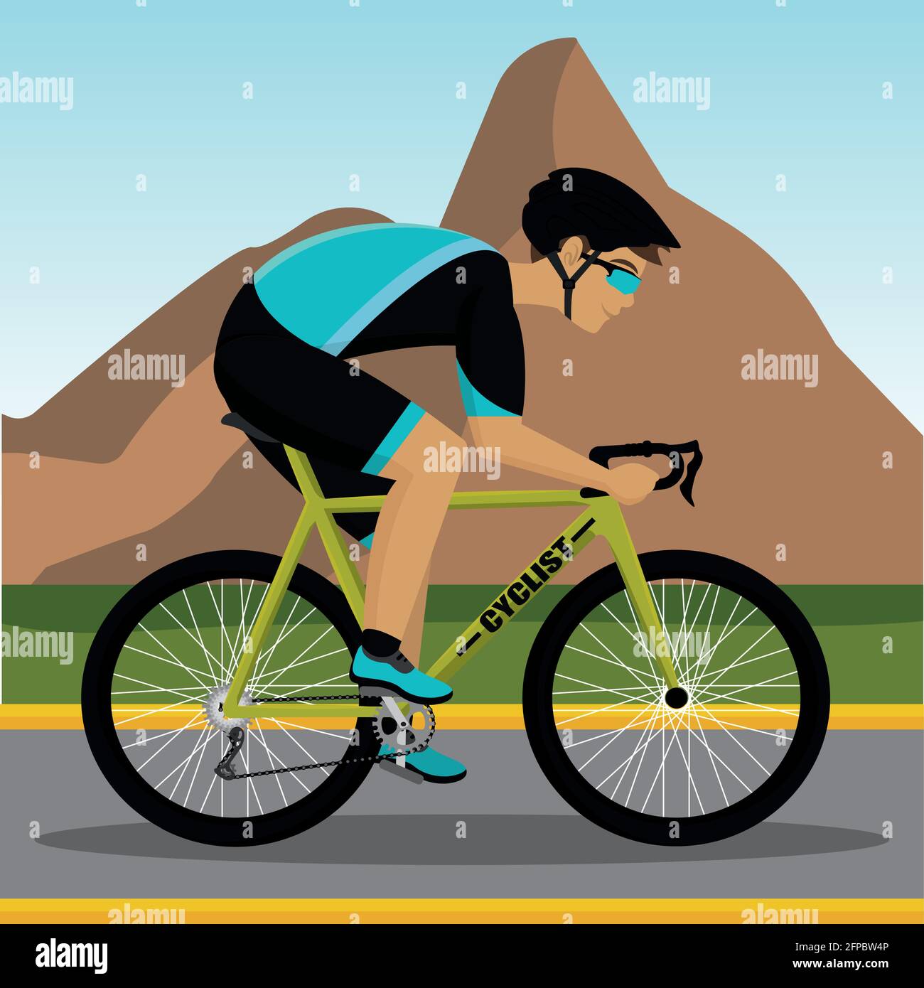 Man riding bicycle Professional cyclist Cycling Vector illustration ...