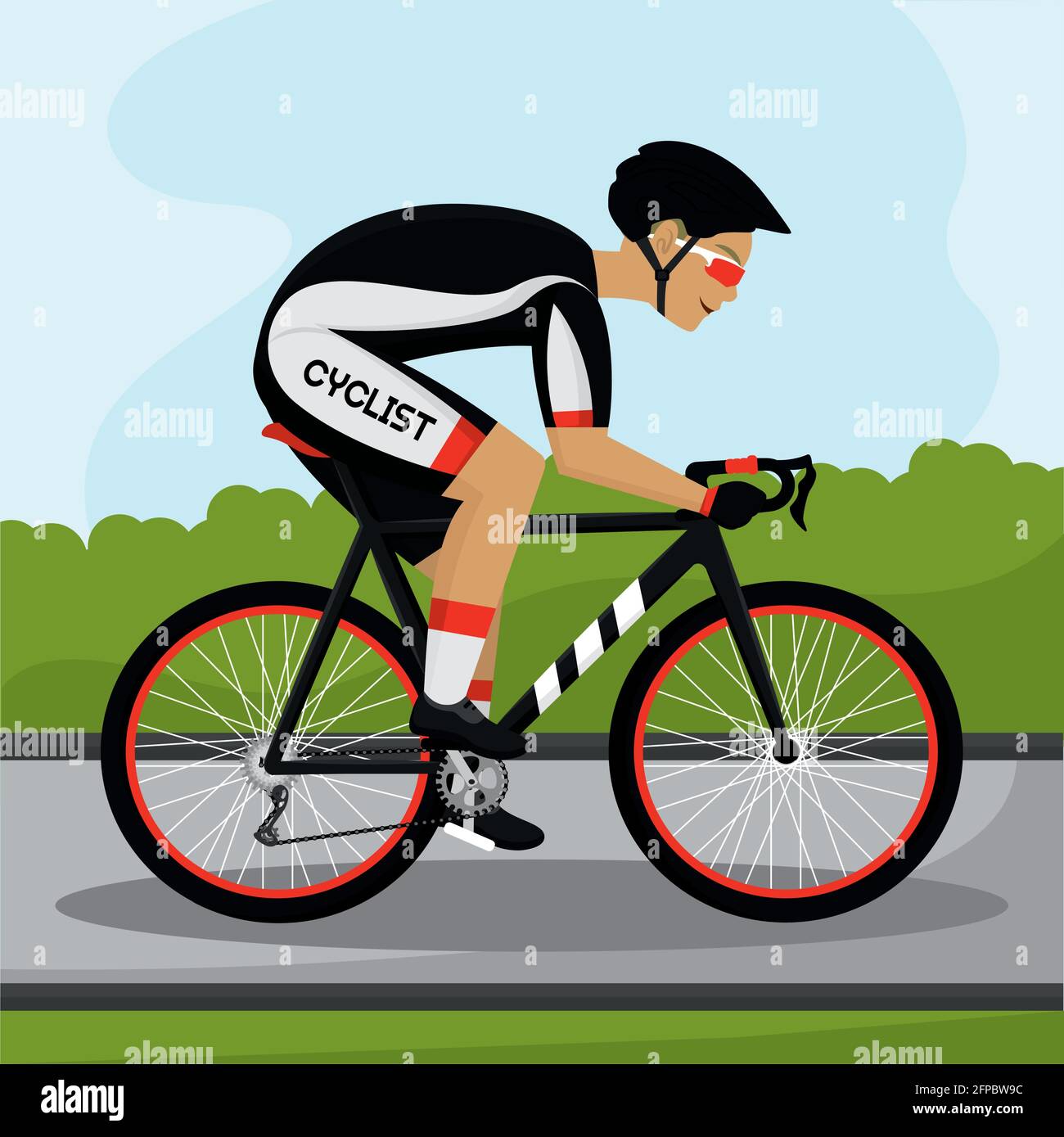 Man riding bicycle Professional cyclist Cycling Vector illustration ...