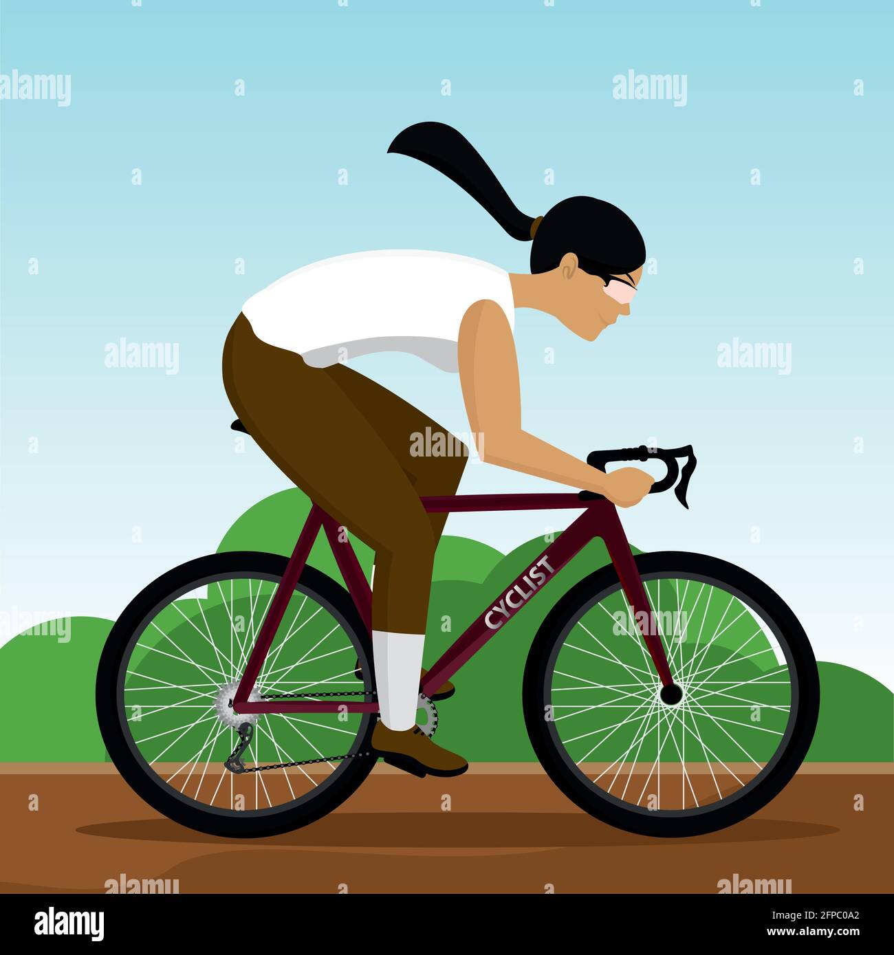 Isolated woman riding bicycle Cycling Vector illustration Stock Vector ...