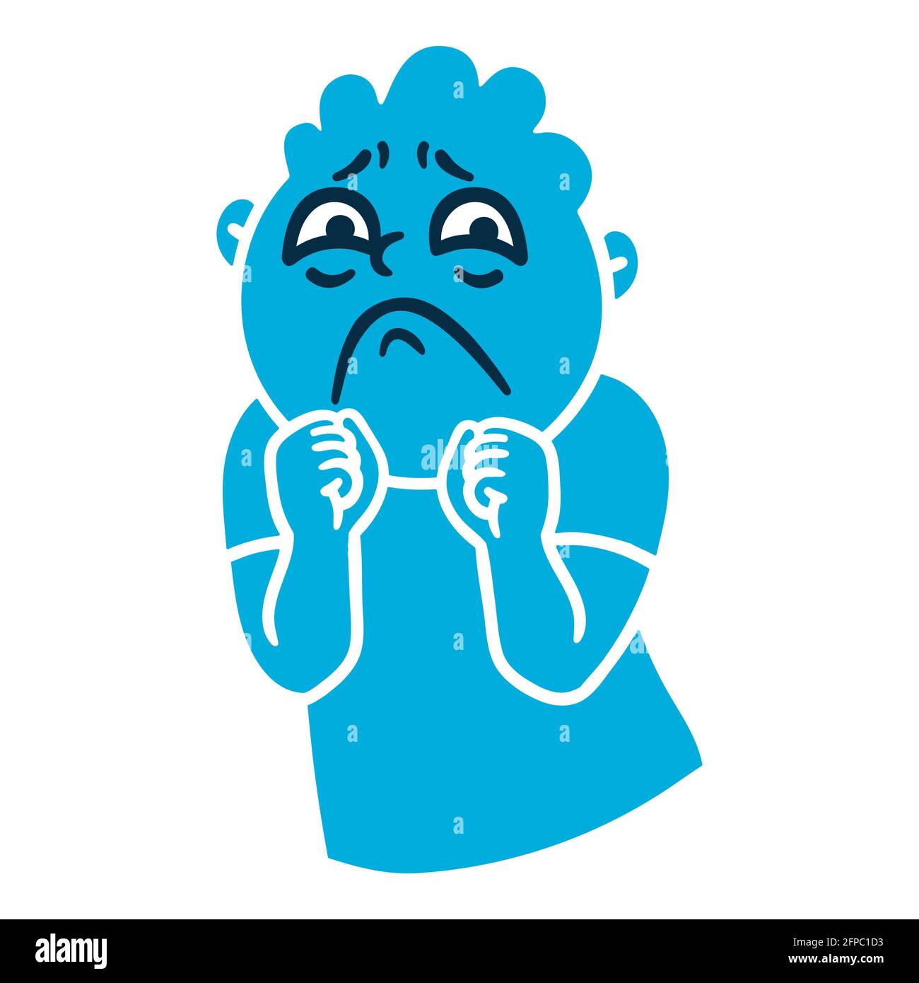 Man with sad emotions. Sorrow emoji avatar. Portrait of an upset person ...