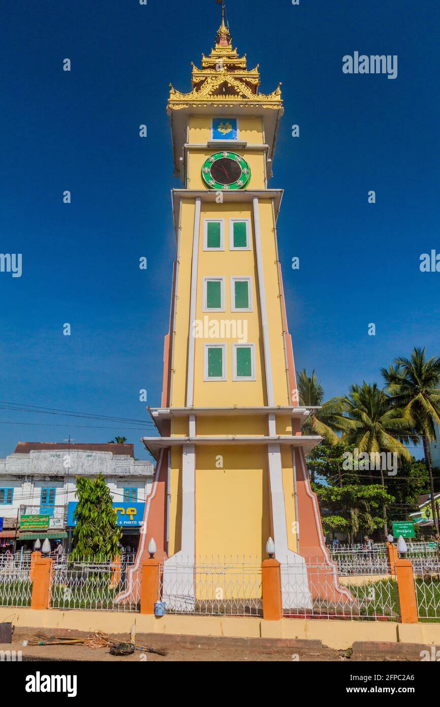 BAGO, MYANMAR - DECEMBER 10, 2016: Clock tower in Bago town Stock Photo ...