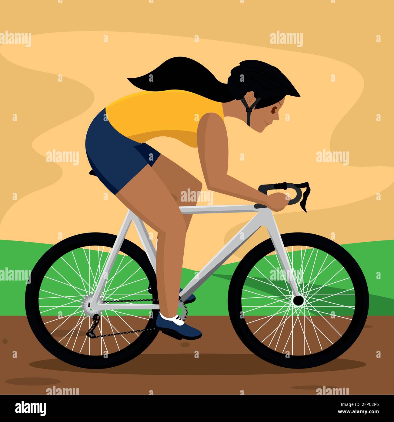 Isolated woman riding bicycle Cycling Vector illustration Stock Vector ...