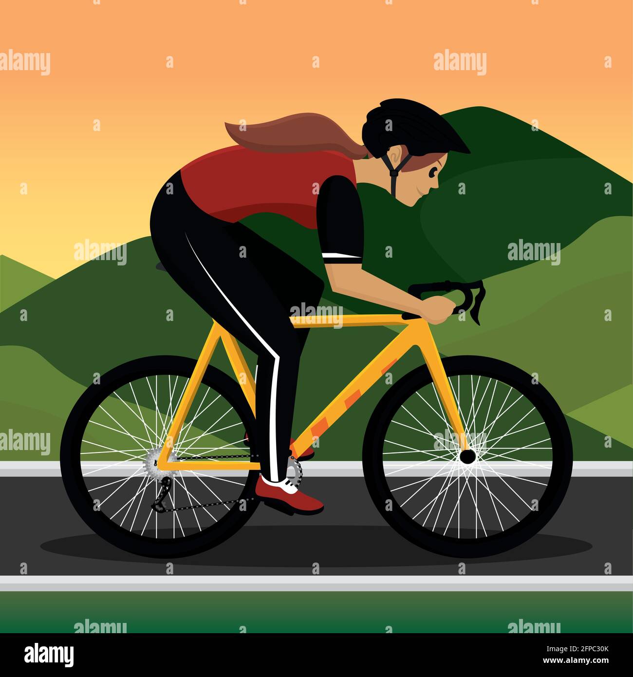 Isolated woman riding bicycle Cycling Vector illustration Stock Vector ...