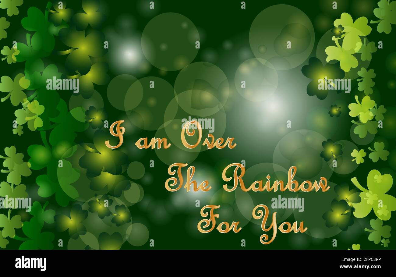 Saint Patrick's Day greeting card with sparkled green clover leaves and ...