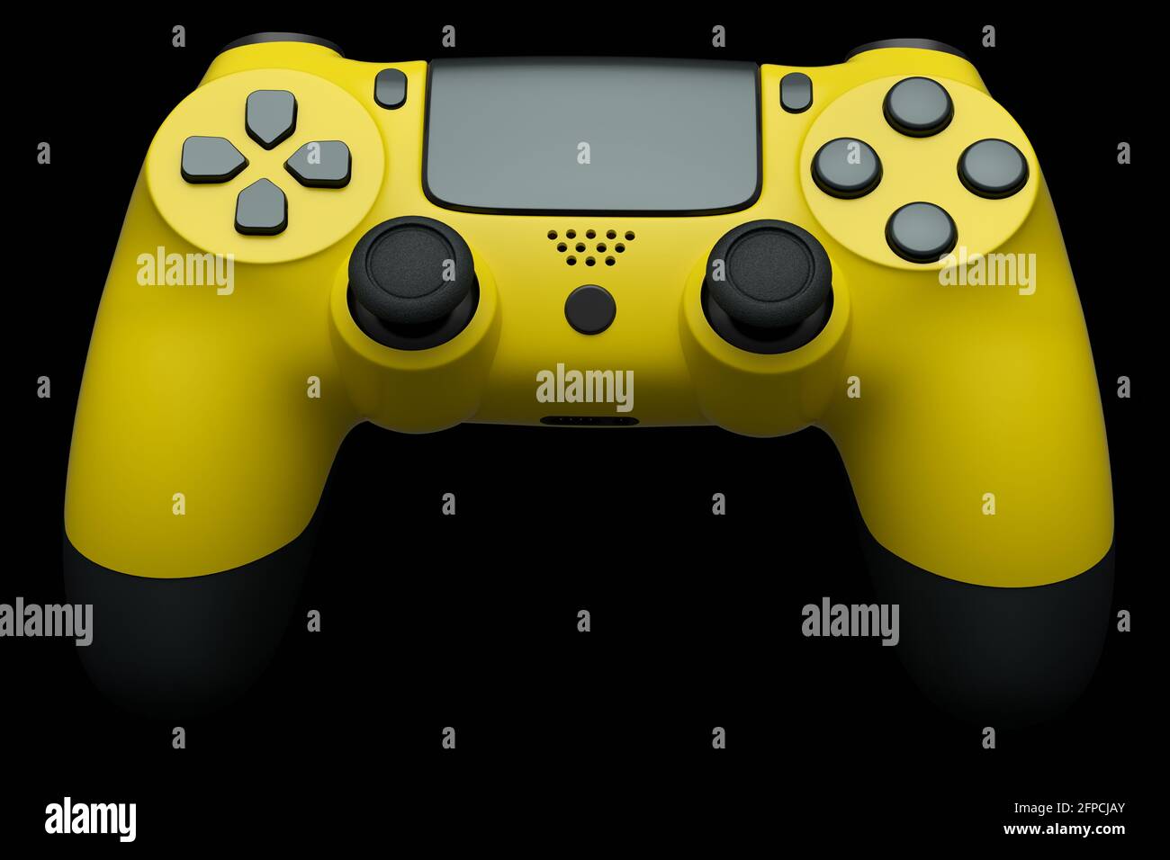 Realistic yellow joystick for video game controller on black background ...