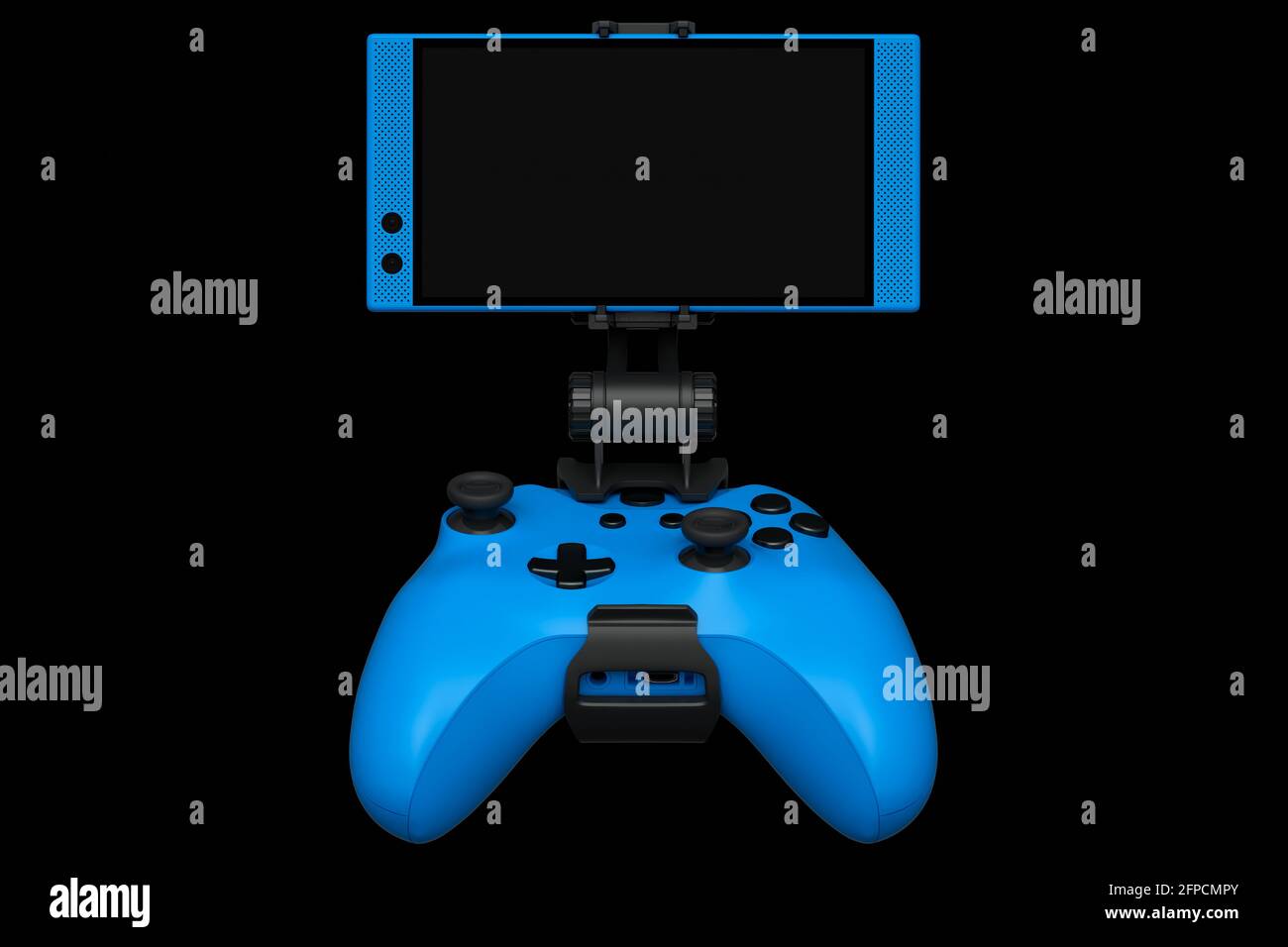 Realistic blue joystick for playing games on a mobile phone on black ...