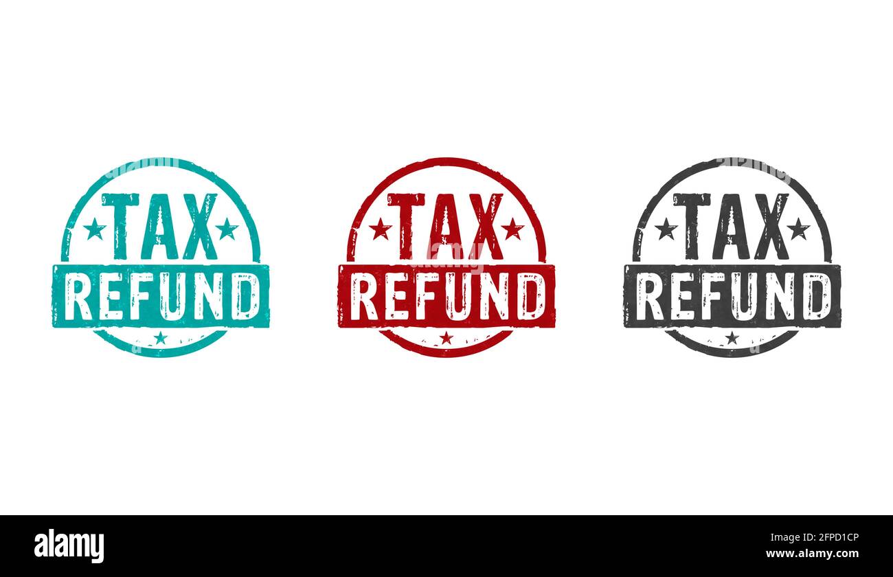 Tax refund stamp icons in few color versions. Taxation return ...