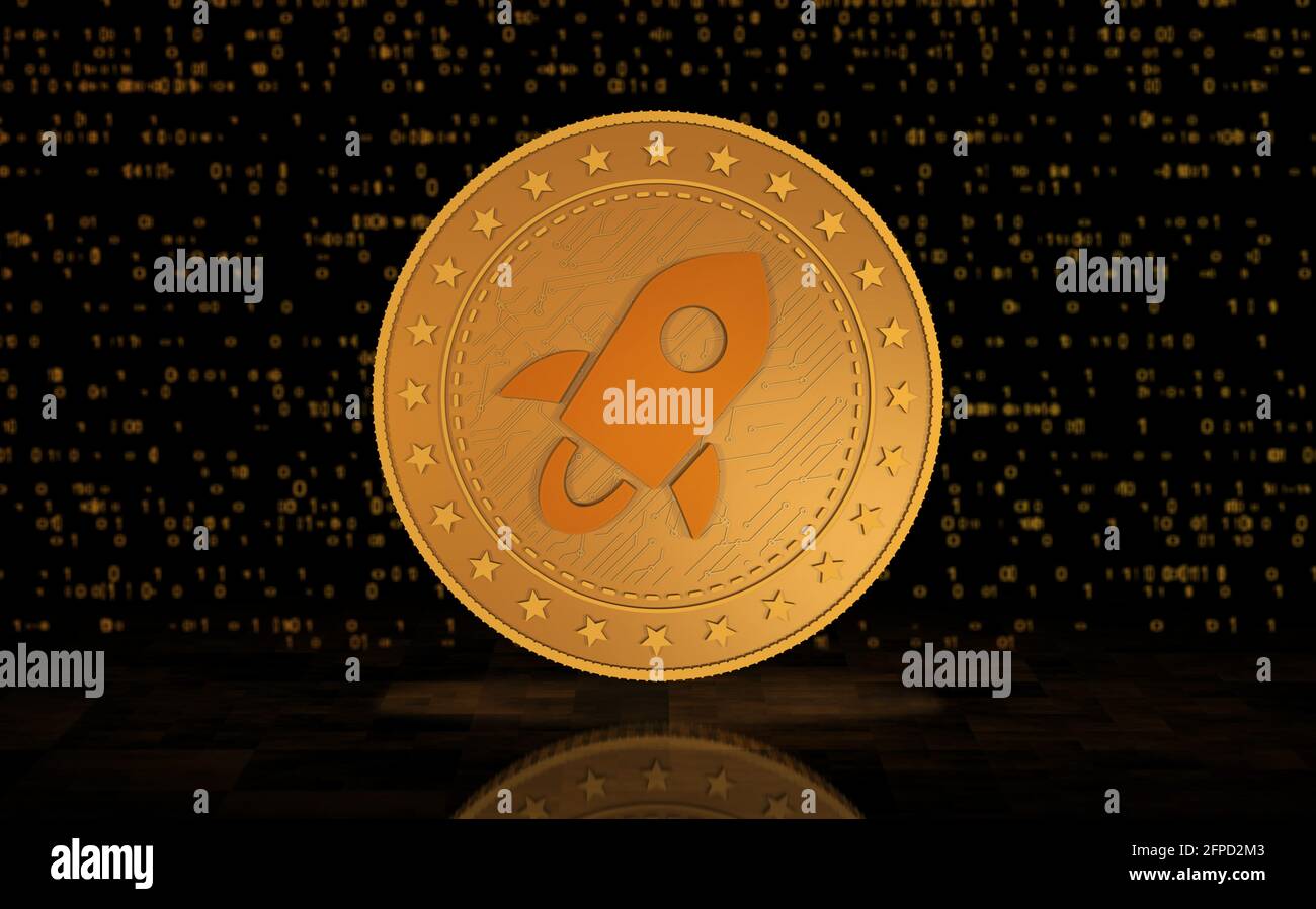 Stellar XLM cryptocurrency symbol gold coin on green screen background ...