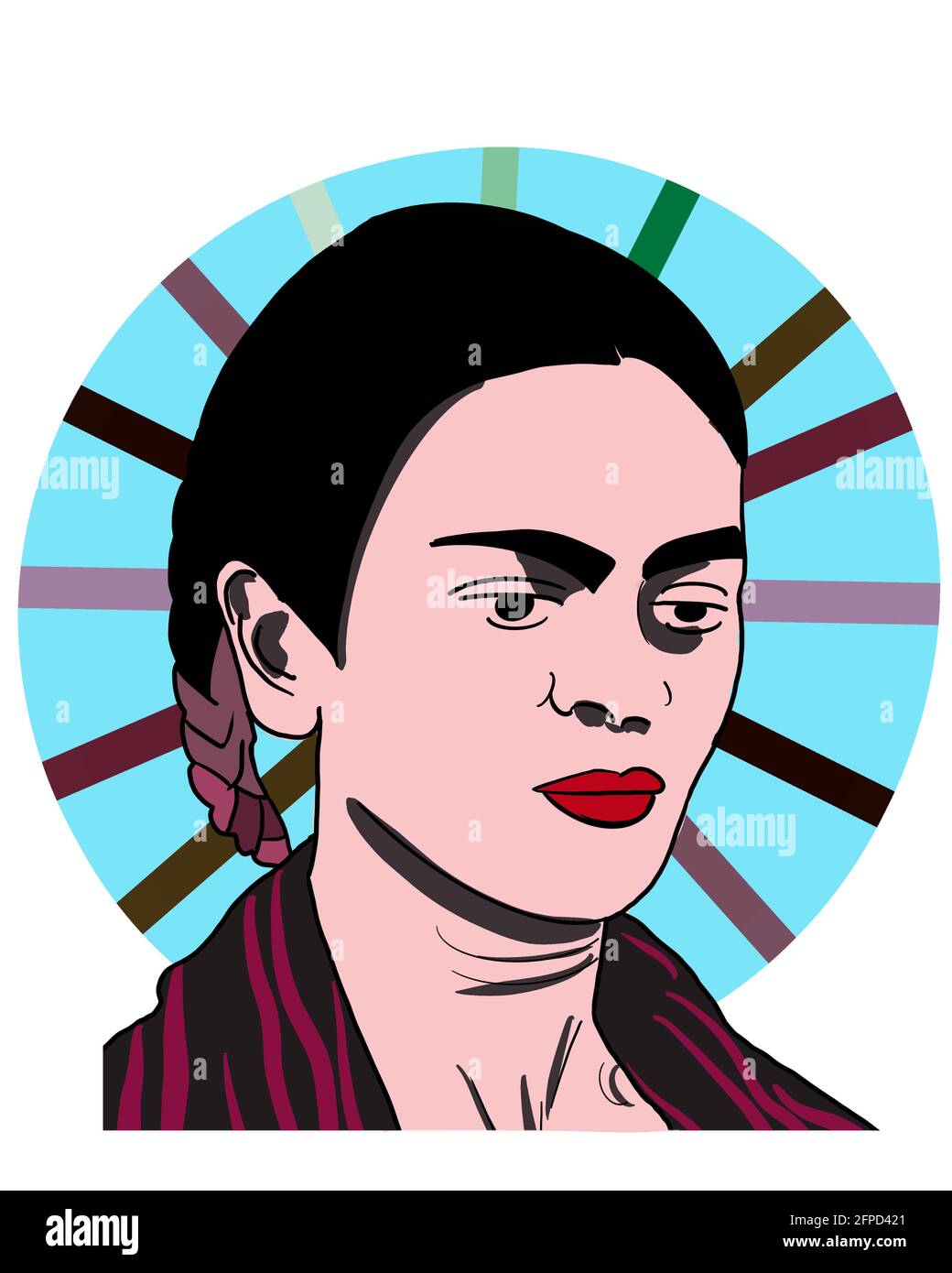 illustration of native mexican woman with artistic costume and flowers ...