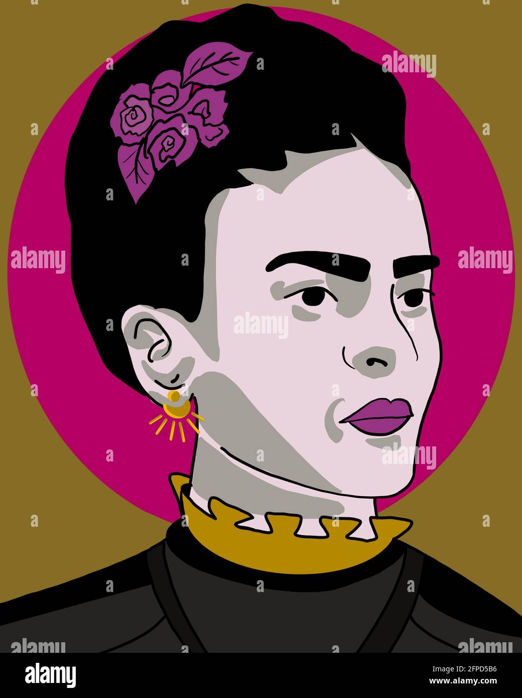 illustration of native mexican woman with artistic costume and flowers ...