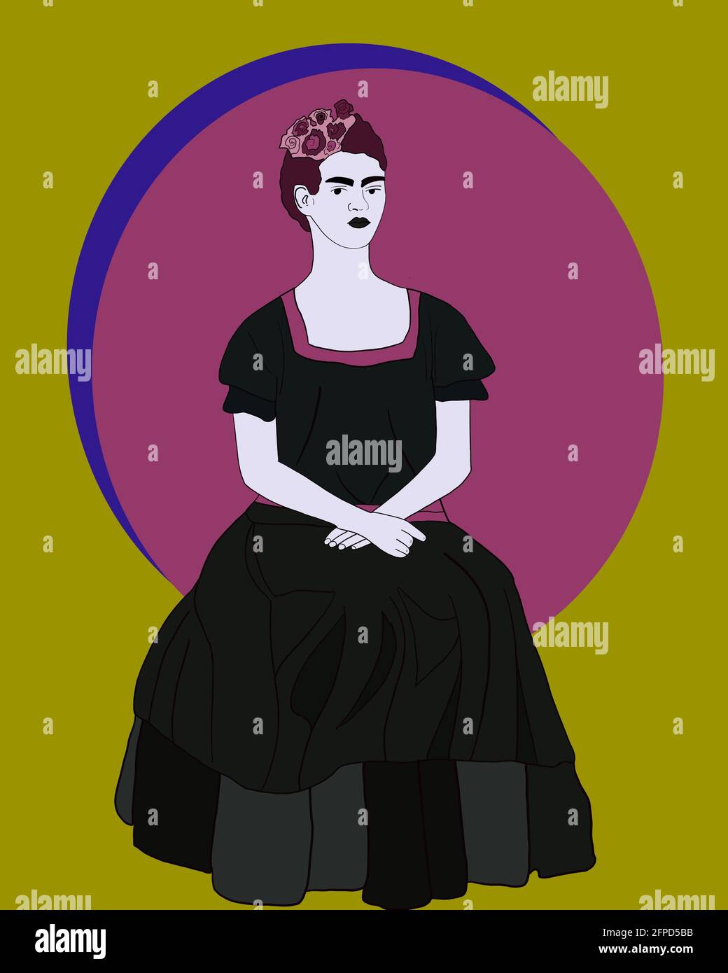 illustration of native mexican woman with artistic costume and flowers ...