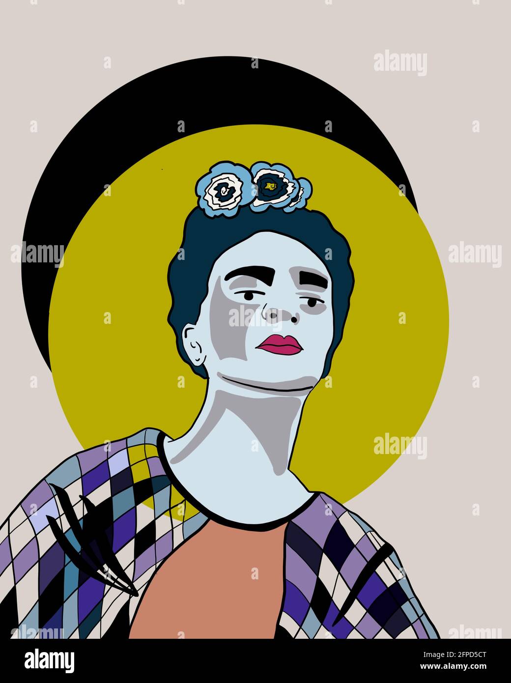 illustration of native mexican woman with artistic costume and flowers ...