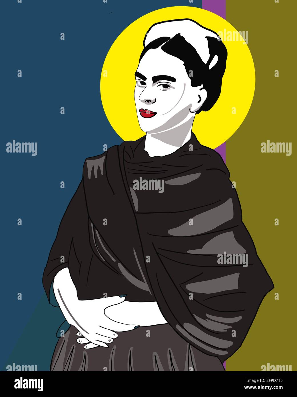 illustration of native mexican woman with artistic costume and flowers ...