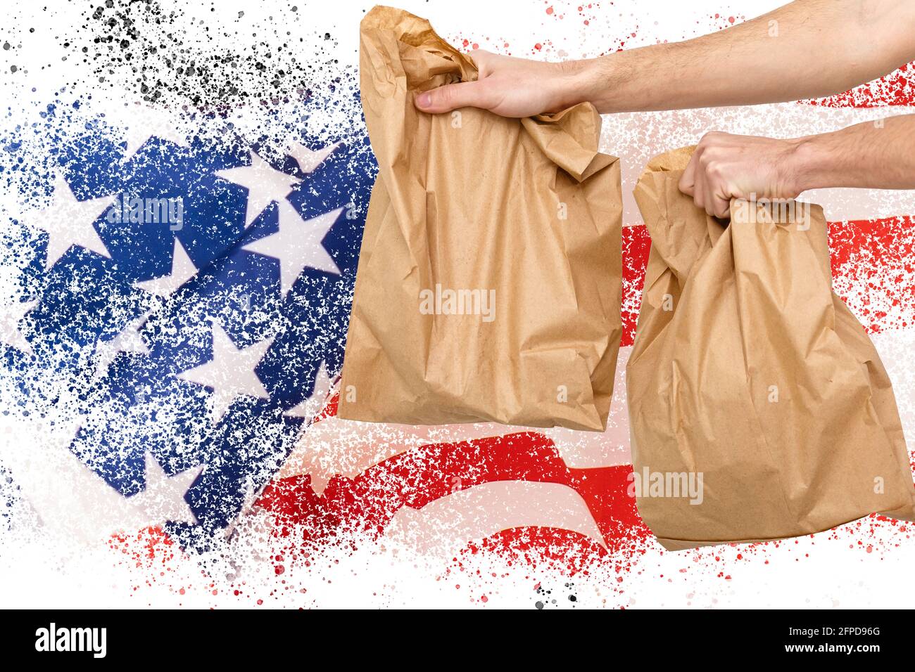 Delivery packaging brown box with america flag, illustration Stock ...