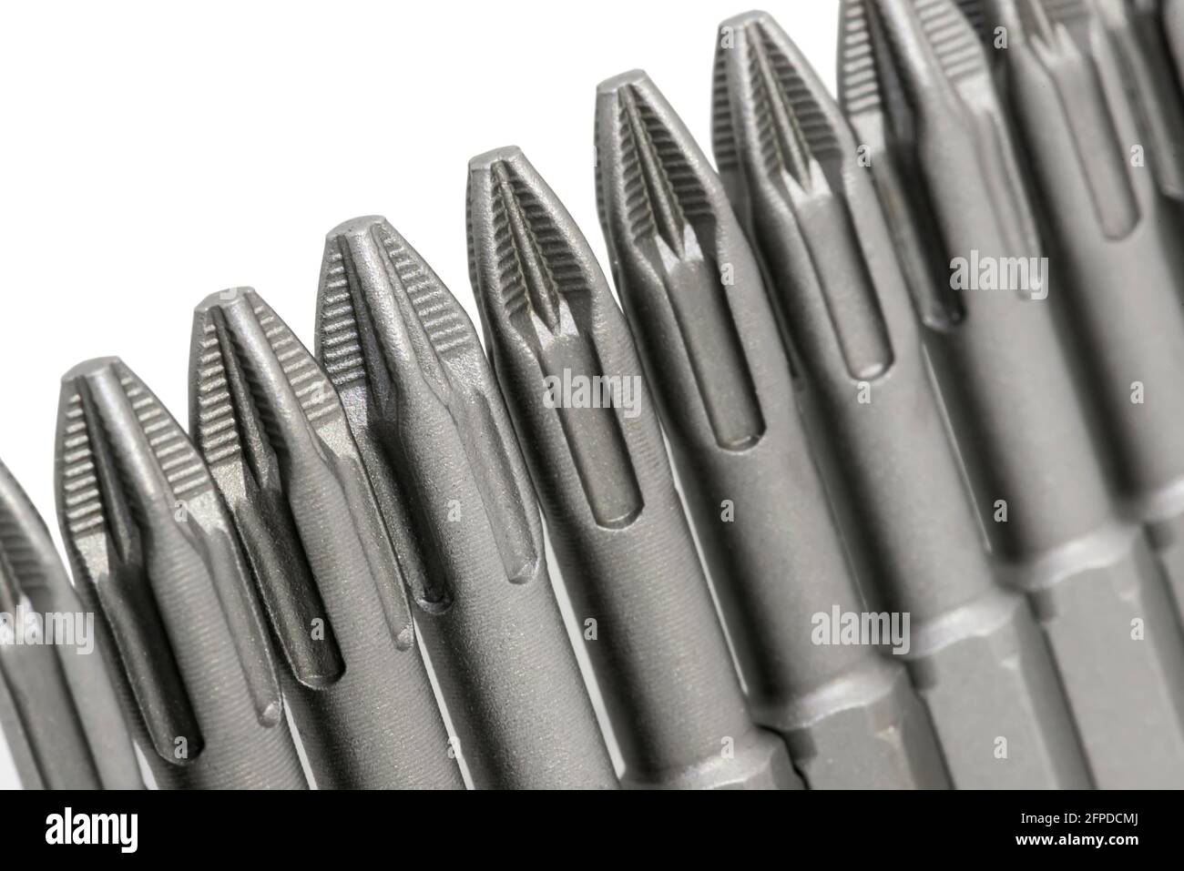 Set of bits for the screws. Selection of replaceable shapes and bits ...