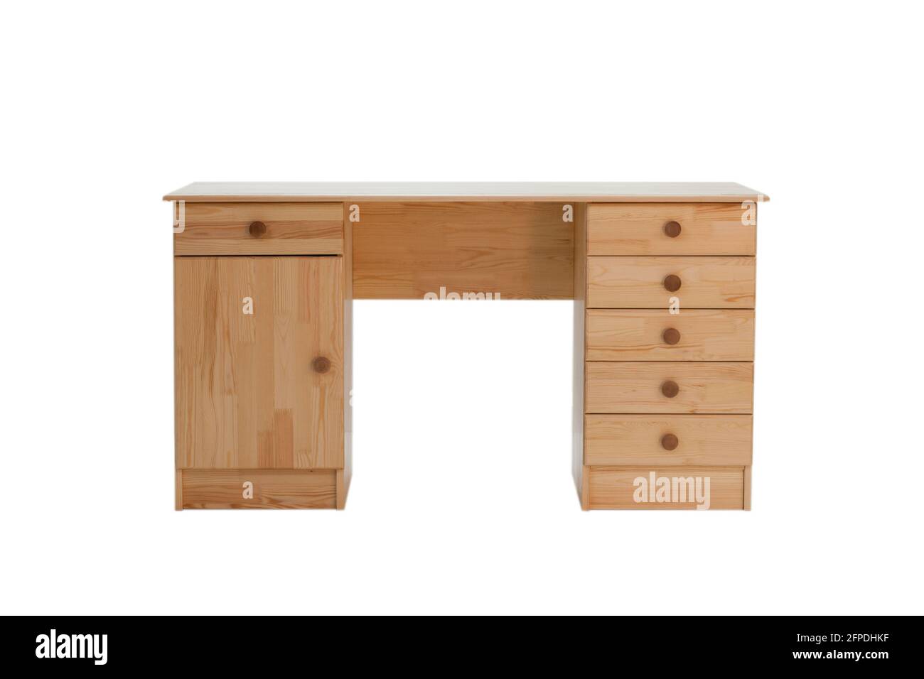 Classical writing desk with drawers isolated on a white background ...