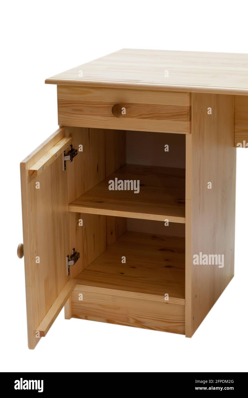 An open drawer of a desk. Classical writing desk with drawers isolated ...