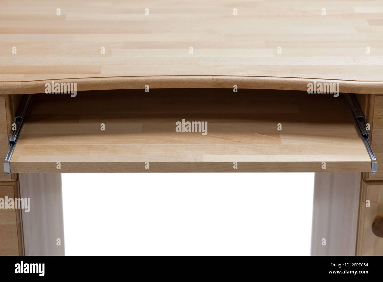 Classic writing desk with computer keyboard stand close-up Stock Photo ...