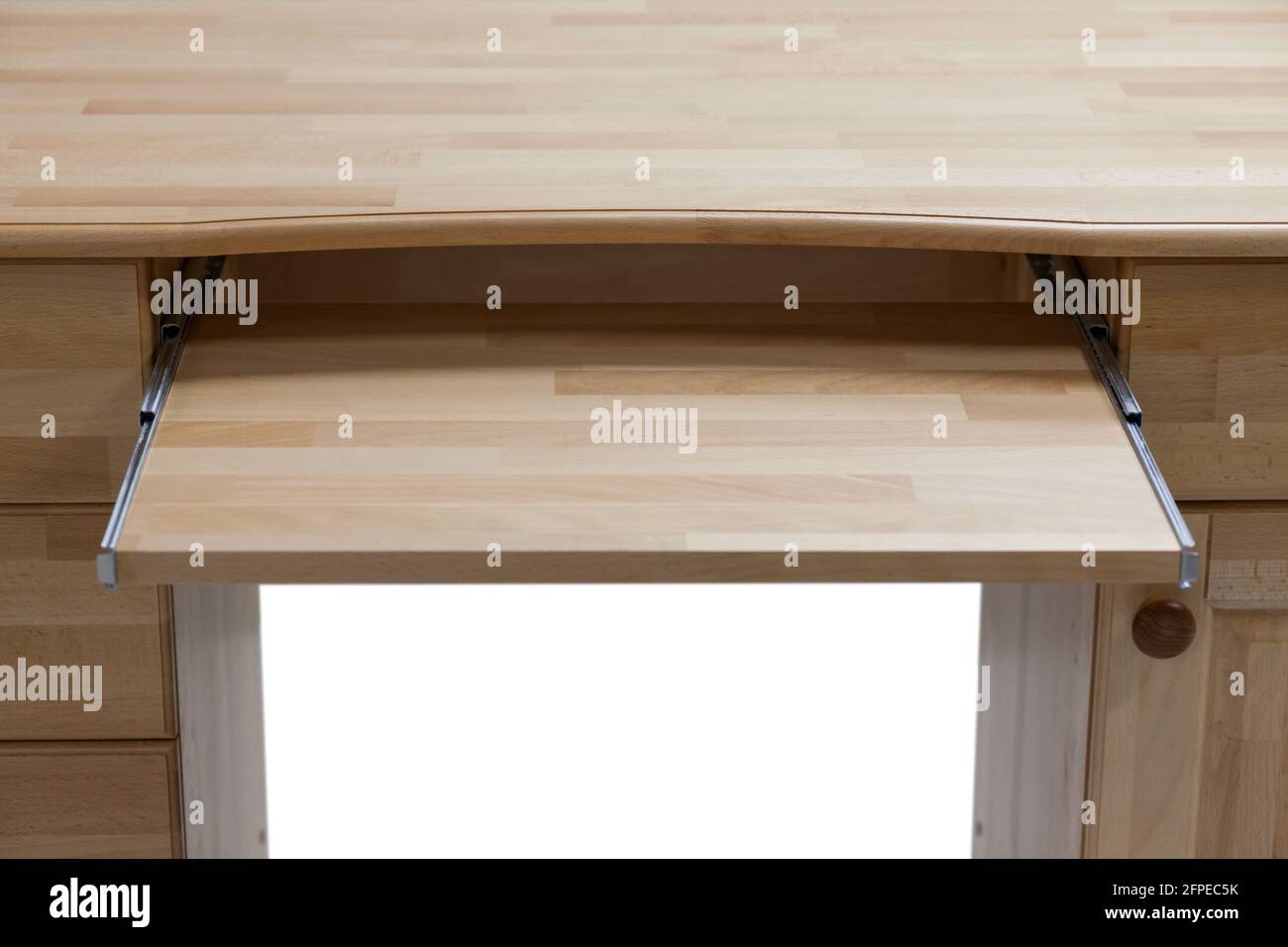 Classic writing desk with computer keyboard stand close-up Stock Photo ...