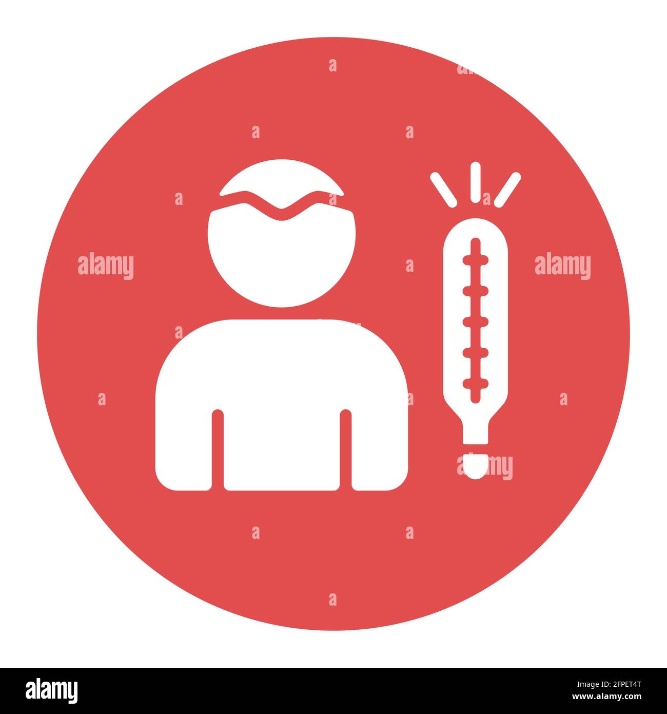 Fever High temperature vector white glyph icon. Covid sign. Graph ...