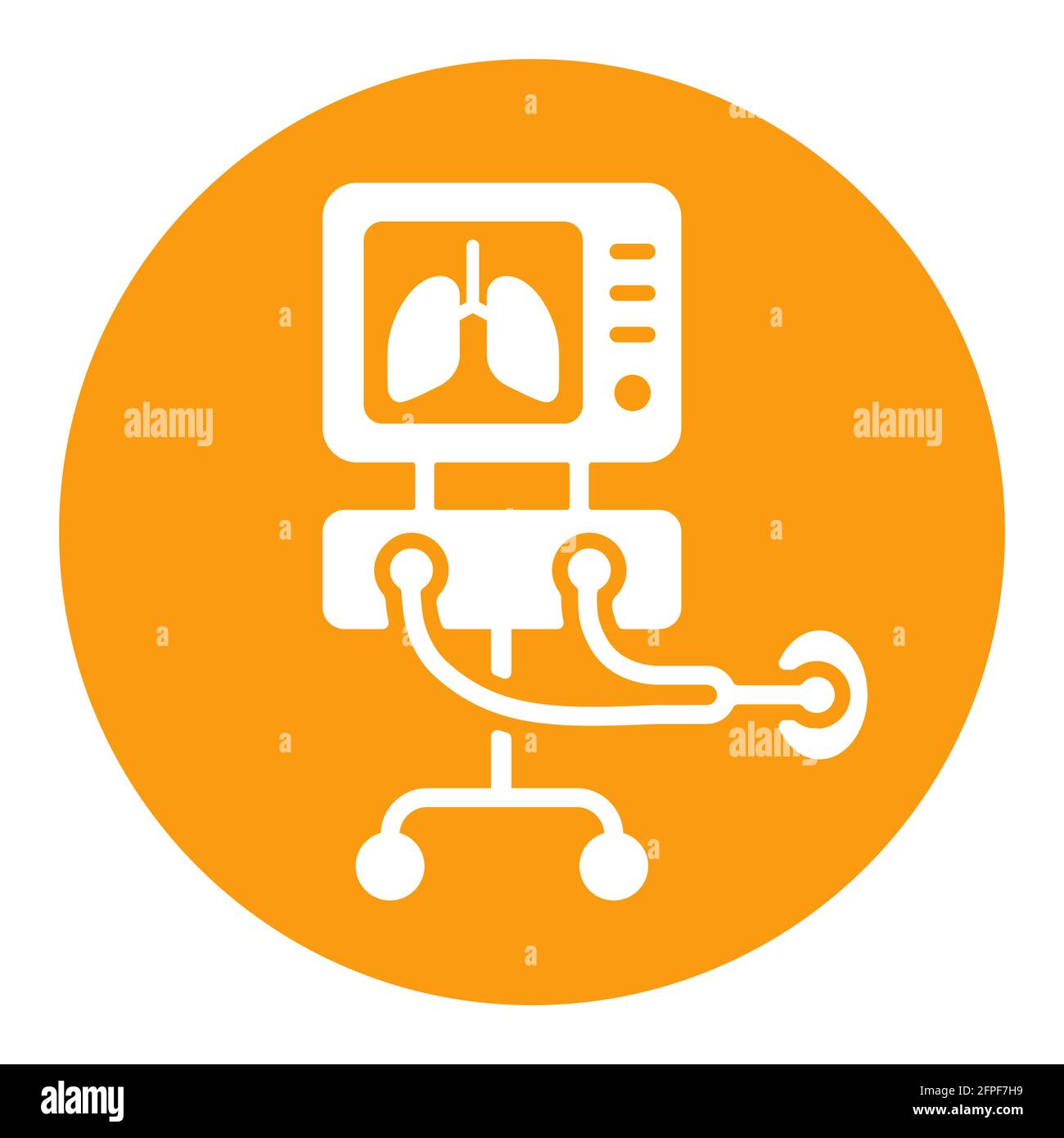 ICU ventilator vector white glyph icon, medical therapy for lungs ...