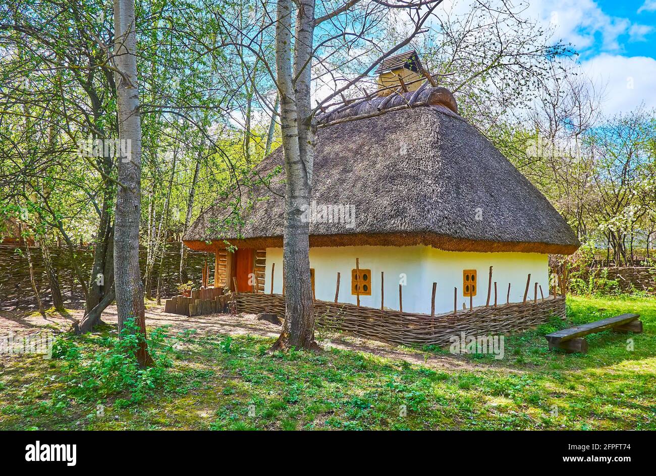 The small whitewashed hata house on grounds of a typic medieval ...