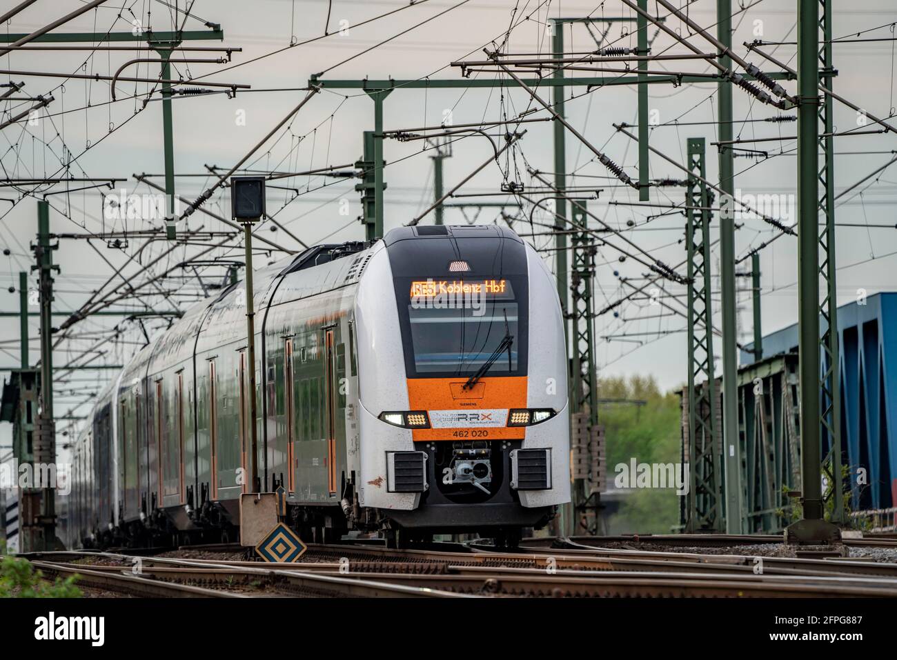 Railway line in Oberhausen, regional traffic, RRX train, Rhein-Ruhr ...