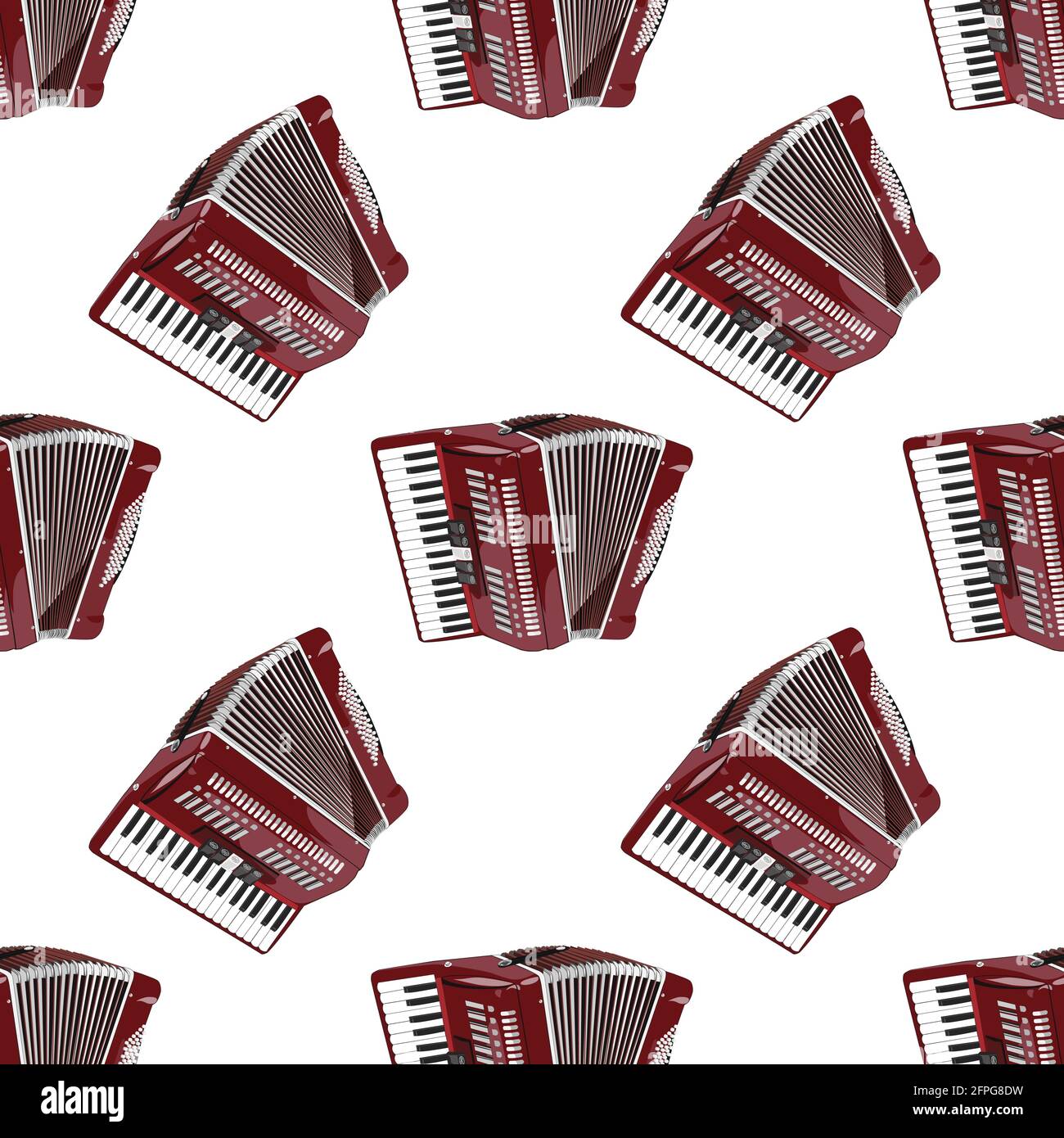 Musical instrument accordion on a white background is a seamless modern ...