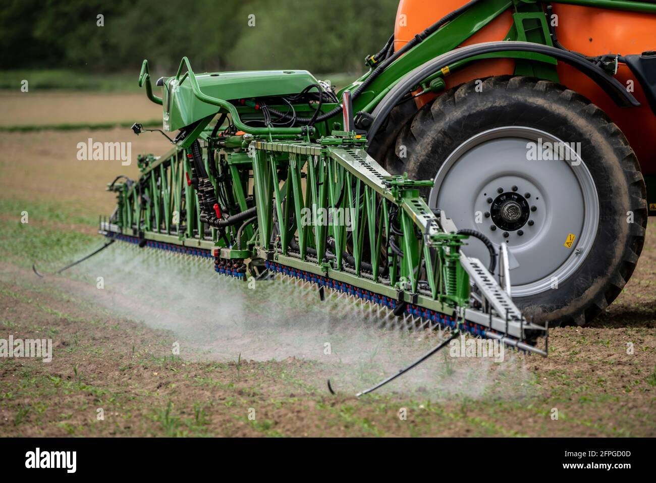 Agriculture, pesticide is sprayed on a field, sugar beet seedlings, NRW ...