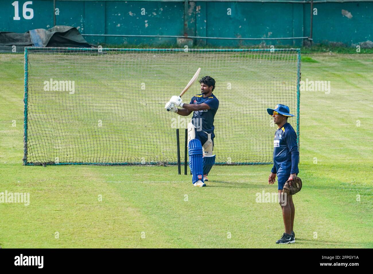 Sri Lanka's captain, Kusal Perera seen during a batting practice ...